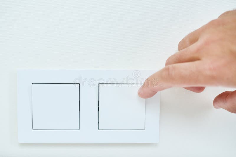 Hand is Turning on or Off on Light Switch, Closeup Stock Image - Image ...