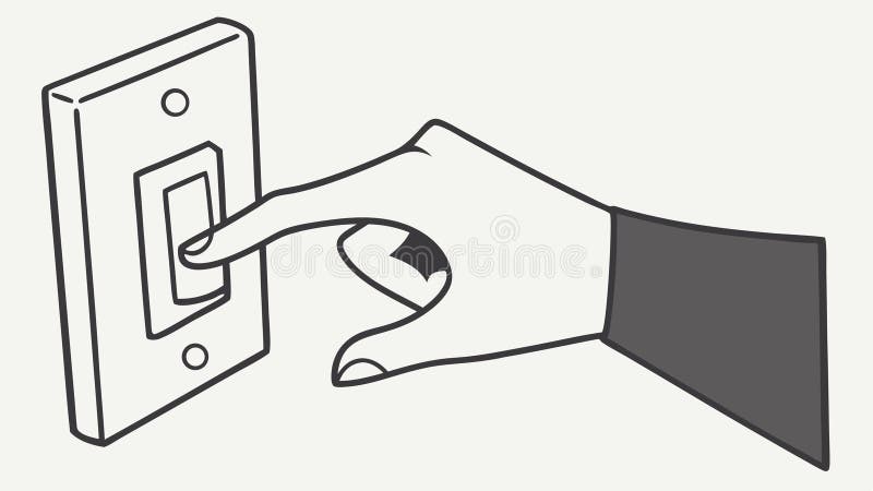 Hand Turning on or Off a Light Switch Vector Art, Vector Design ...