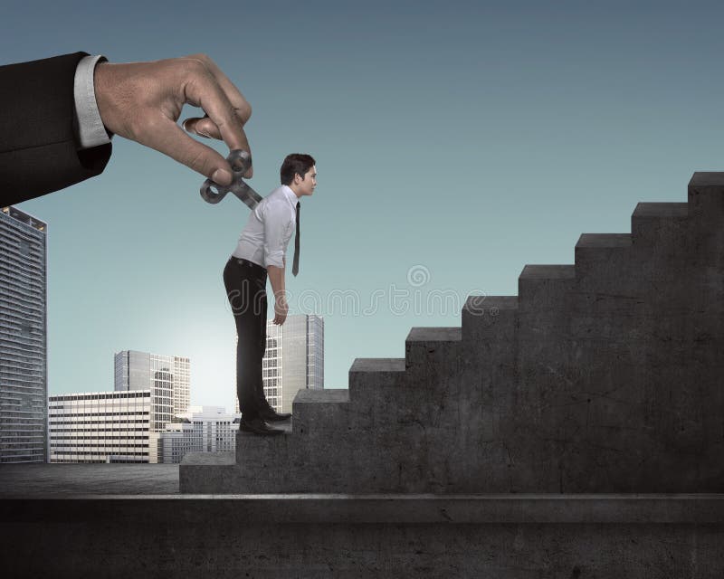 Hand Turns Clockwork on the Back of Business Person Stock Photo - Image ...