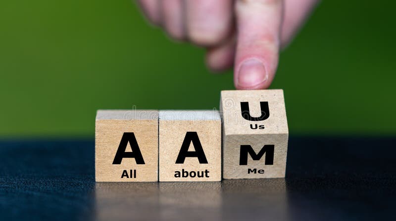 Hand Turns Cube and Changes the Expression AAM To AAU. Stock Image ...