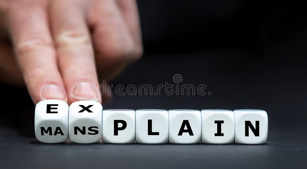 Hand Turns Cube and Changes the Expression Mansplain To Explain . Stock ...
