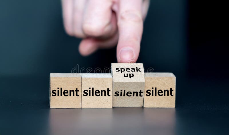 Hand Turns Cube and Changes the Expression Silent To Speak Up .Image ...