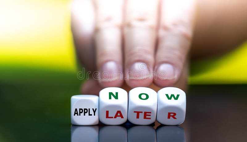 Hand Turns Dice and Changes the Expression `apply Later` To `apply Now ...