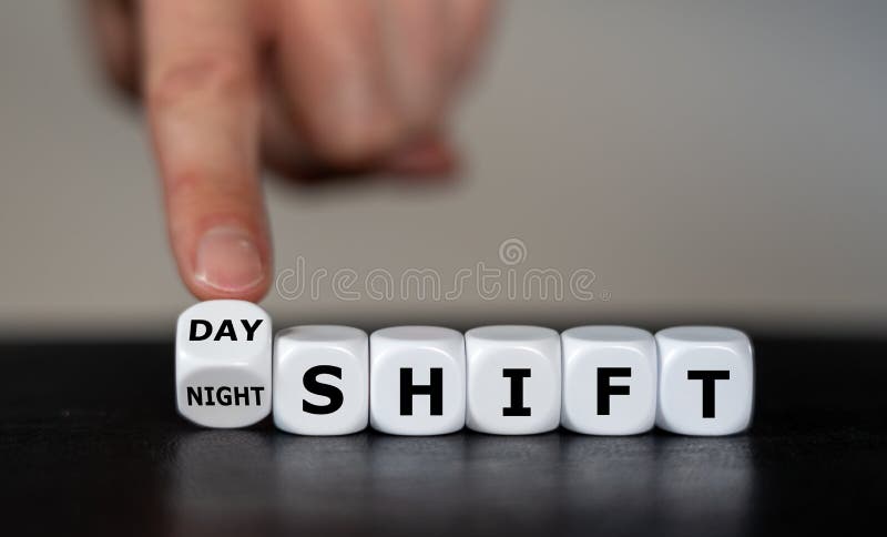 Hand Turns Dice and Changes the Expression `day Shift` To `night Shift ...
