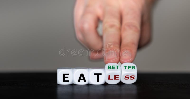 Hand Turns Dice and Changes the Expression `eat less` To `eat Better ...