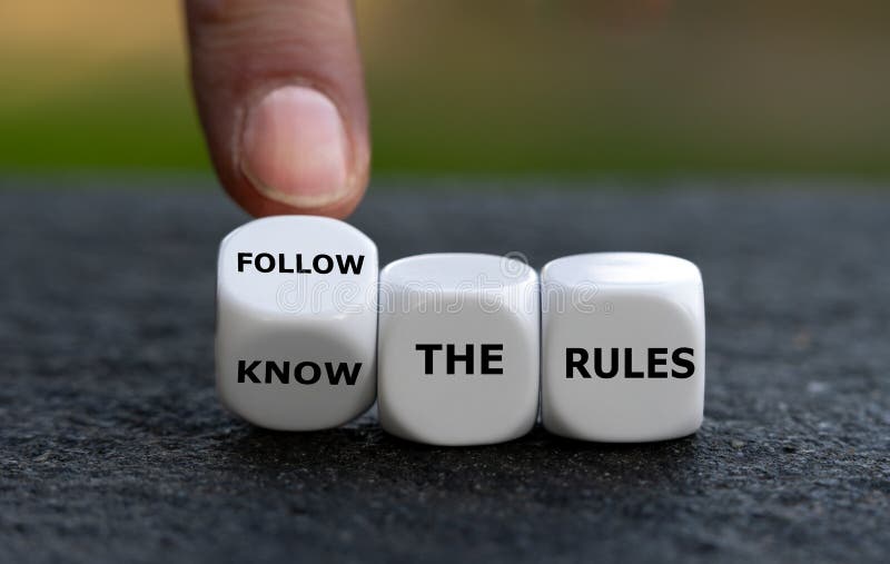 Hand Turns Dice and Changes the Expression `know the Rules`. To `follow ...