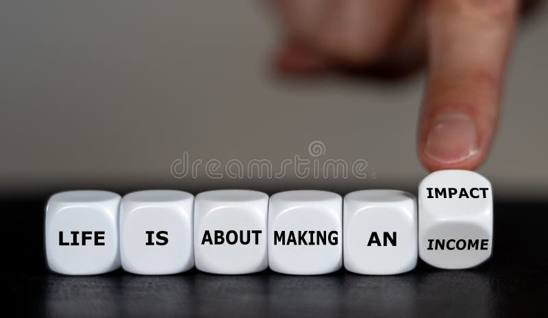 Hand Turns Dice and Changes the Expression `life is about Making an ...