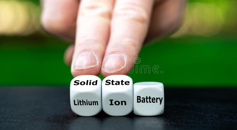 Hand Turns Dice and Changes the Expression Lithium-Ion Battery To Solid ...