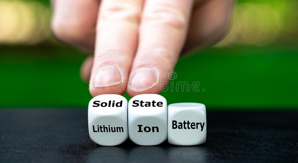Hand Turns Dice and Changes the Expression Lithium-Ion Battery To Solid ...