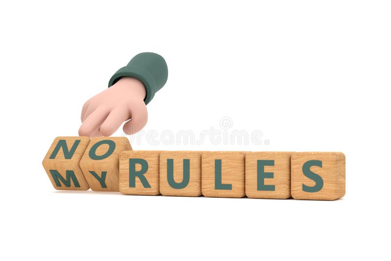 Hand Turns Dice and Changes the Expression No Rules To My Rules Stock ...