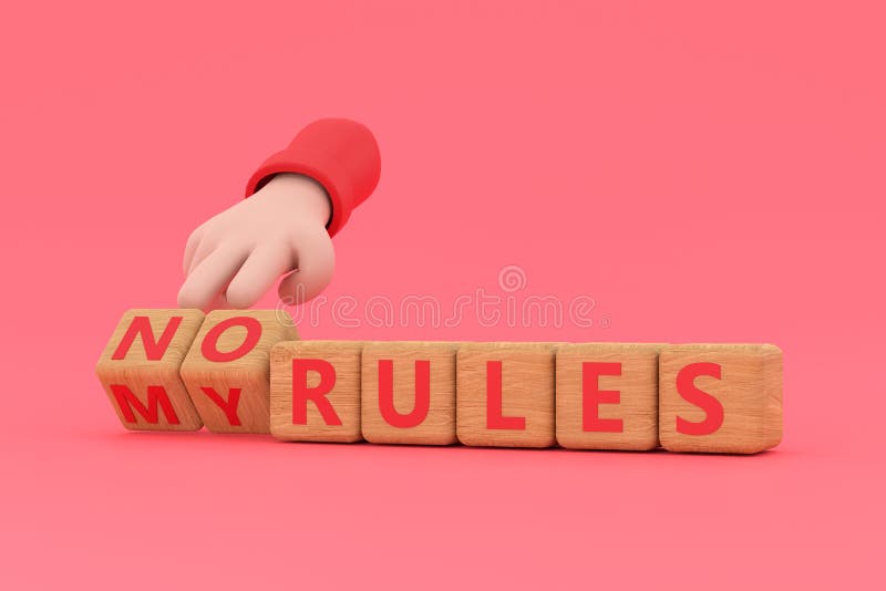 Hand Turns Dice and Changes the Expression No Rules To My Rules Stock ...