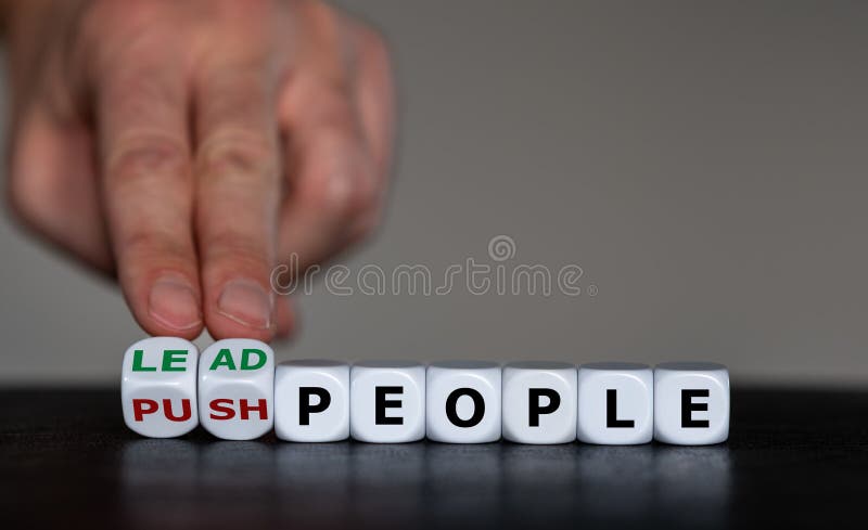 Hand Turns Dice and Changes the Expression `push Peaople` To `lead ...