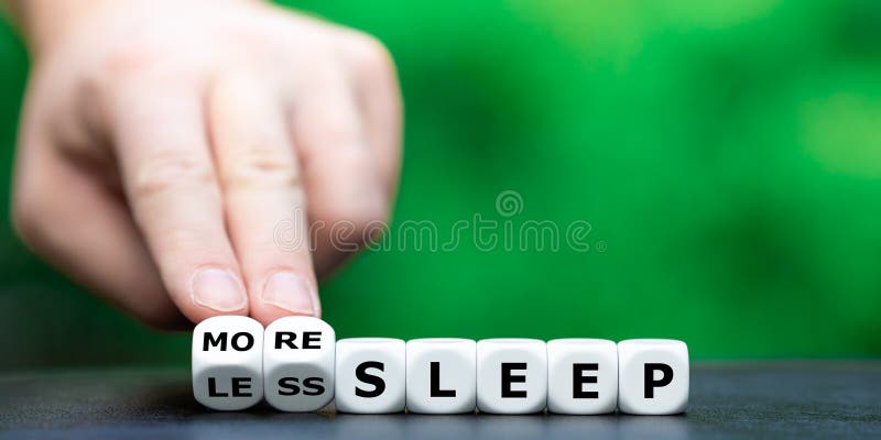 Hand Turns Dice and Changes the Expression `less Sleep` To `more Sleep ...
