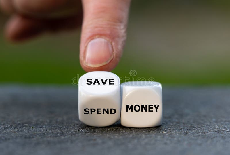Hand Turns Dice and Changes the Expression `spend Money` To `save Money ...