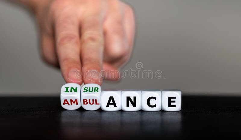 Hand Turns Dice and Changes the Word Ambulance To Insurance Stock Image ...