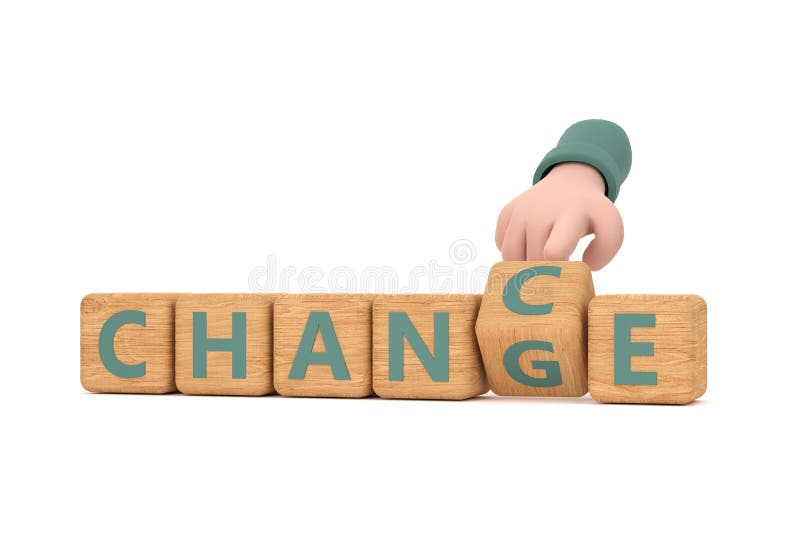 Hand Turns Dice and Changes the Word Stock Illustration - Illustration ...