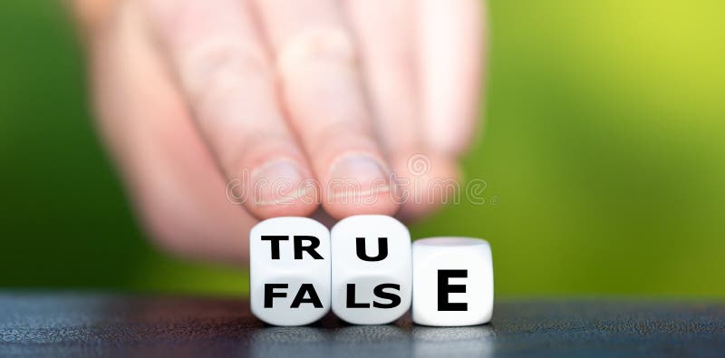 Hand Turns Dice and Changes the Word `false` To `true`. Stock Image ...