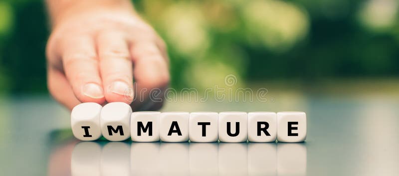 Hand Turns Dice and Changes the Word `immature` To `mature`. Stock ...