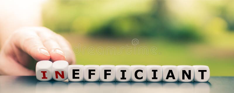 Hand Turns Dice and Changes the Word `inefficient` To `efficient ...