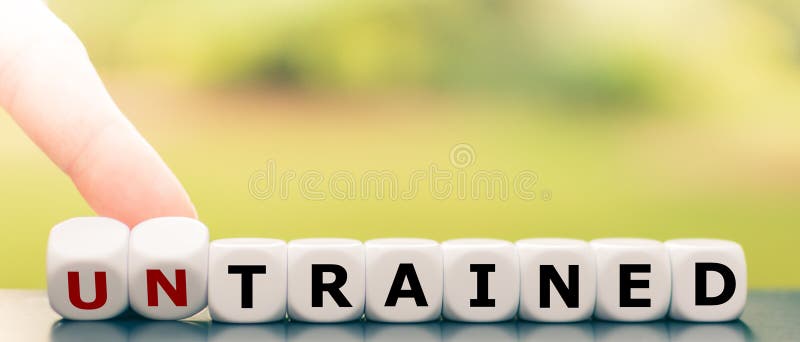Hand Turns Dice and Changes the Word `untrained` To `trained`. Stock ...