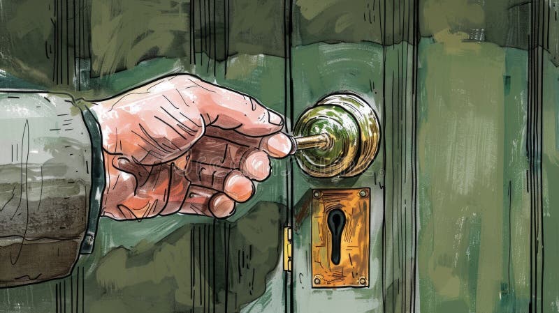 Hand Turns a Key in a Door Lock Stock Photo - Image of lock, idea ...