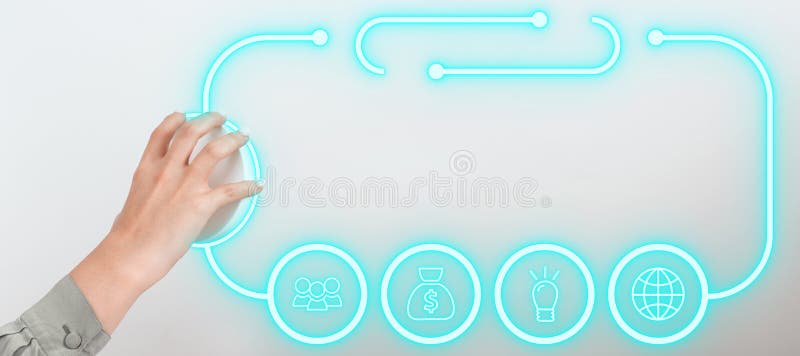 The Hand Turns the Round Switch Showing New Futuristic Technologies ...