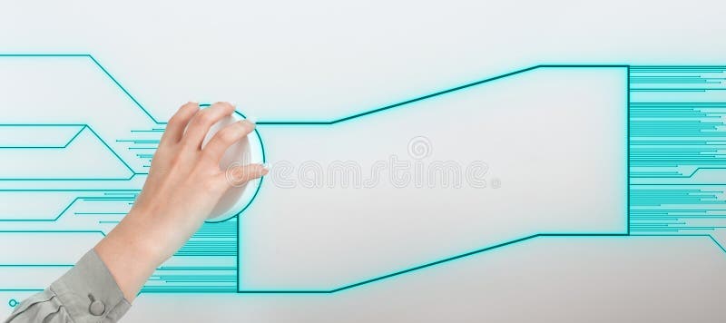 The Hand Turns the Round Switch Showing New Futuristic Technologies ...