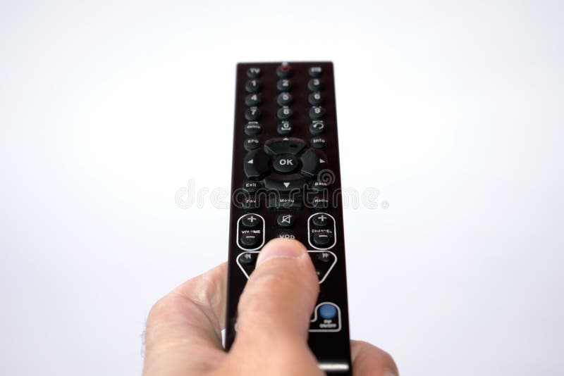 Hand with Tv Remote Control Isolated on White Background Stock Photo ...
