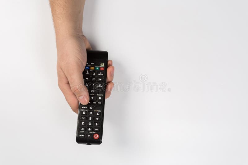 Hand with Tv Remote Control Isolated on White Background Stock Image ...