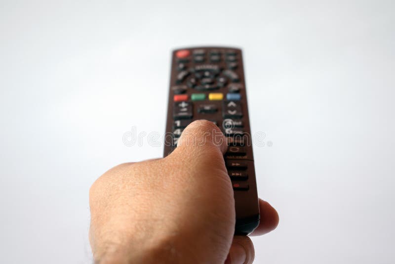 Hand with Tv Remote Control Isolated on White Background Stock Photo ...