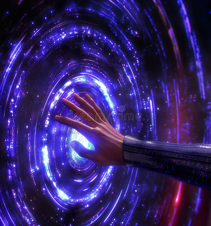 Hand and Twirling Illuminates Swirl in a Vibrant Galaxy Stock ...