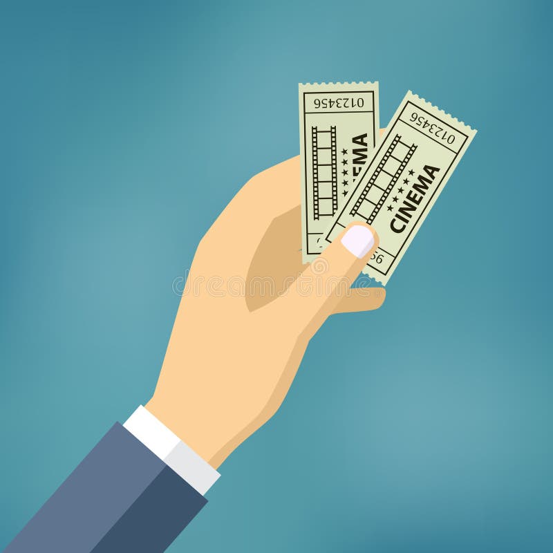 Hand with Two Cinema Tickets. Stock Vector - Illustration of ticket ...