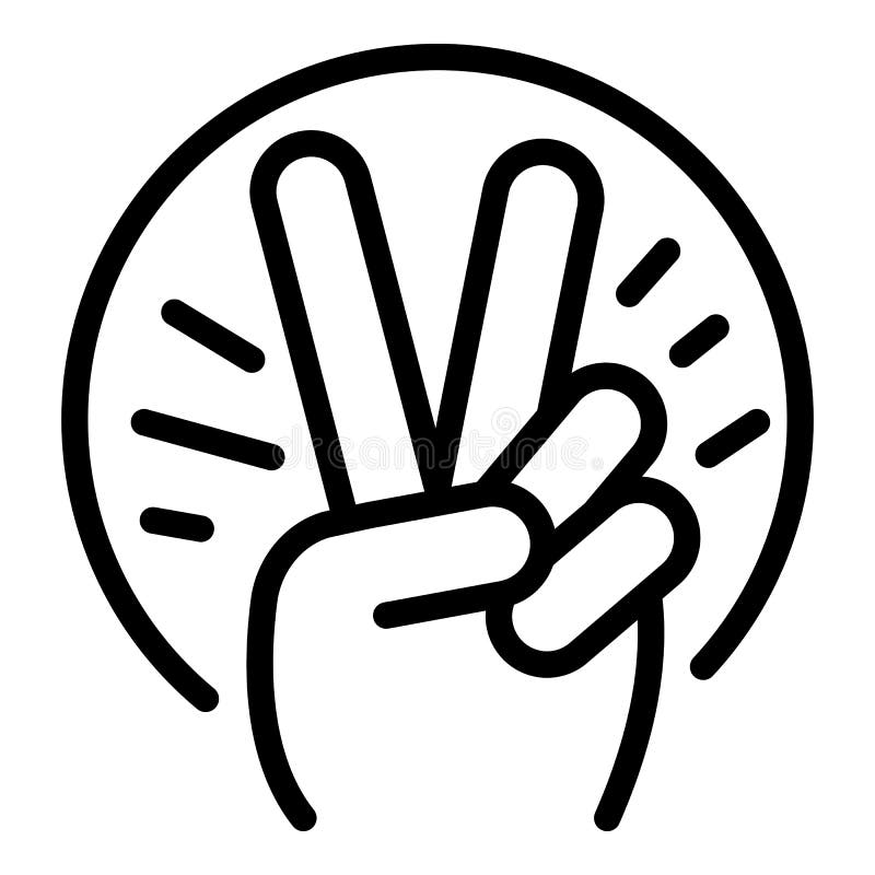Hand Two Fingers Icon, Outline Style Stock Vector - Illustration of ...