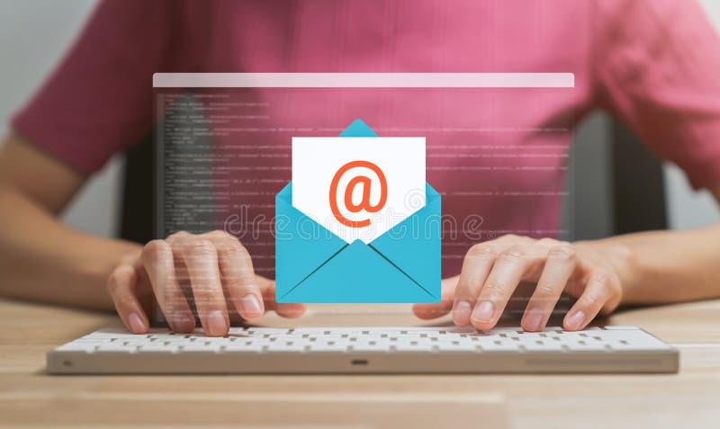 Hand Type a Message on the Keyboard and Shows a Digital Screen of New ...