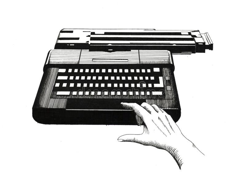 Hand on a typewriter stock illustration. Illustration of graphic - 54561674