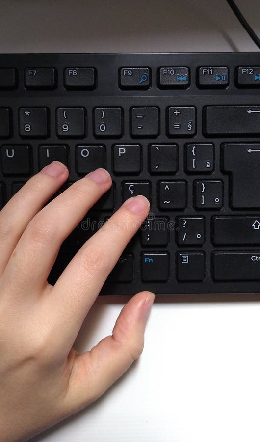 Hand Typing on a Black Keyboard, Home Office Routine Stock Photo ...