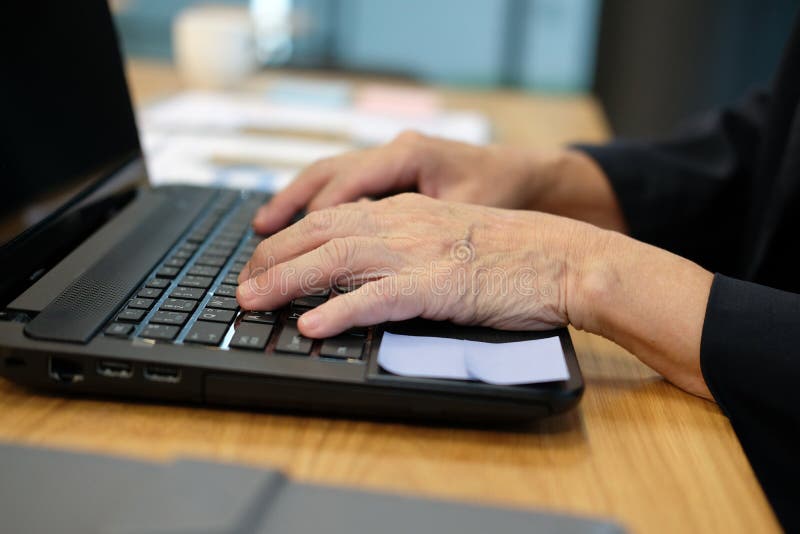 Hand Typing on Computer Laptop Keyboard Working at Office Stock Photo ...