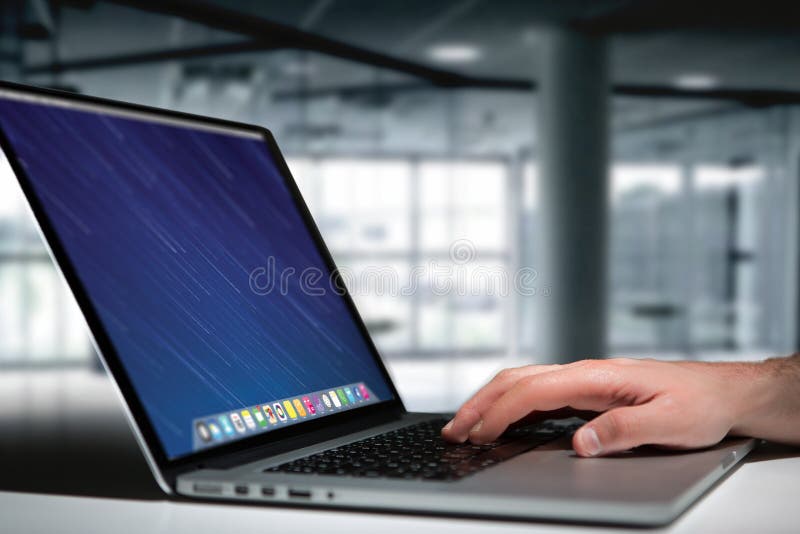 Laptop with Operating System Screen and Network Connection Stock Photo ...