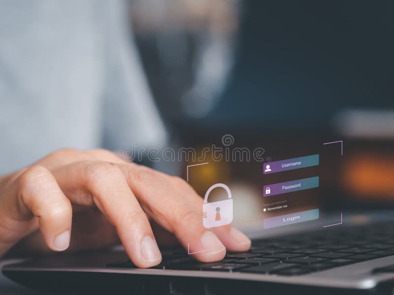 Hand Typing Keyboard Laptop Showing Login Screen with Password ... Hand Typing Keyboard Laptop Showing Login Screen with Password ...