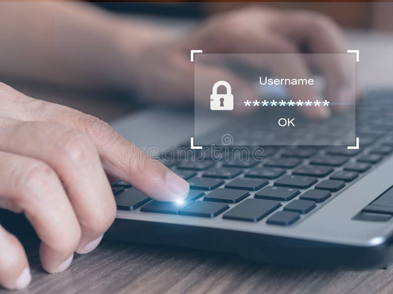 Hand Typing Keyboard Laptop Showing Login Screen with Password ... Hand Typing Keyboard Laptop Showing Login Screen with Password ...