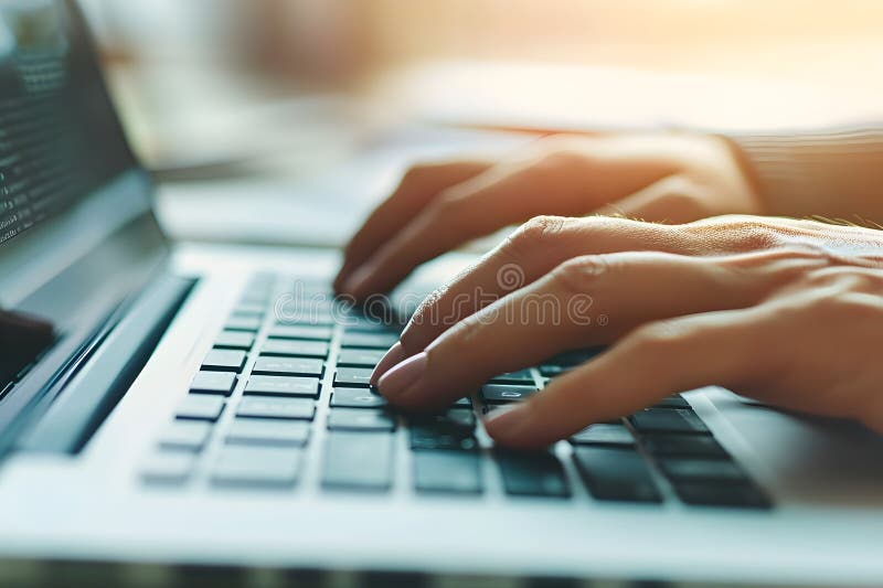 Hand Typing on Keyboard Notebook Stock Photo - Image of cyberspace ...