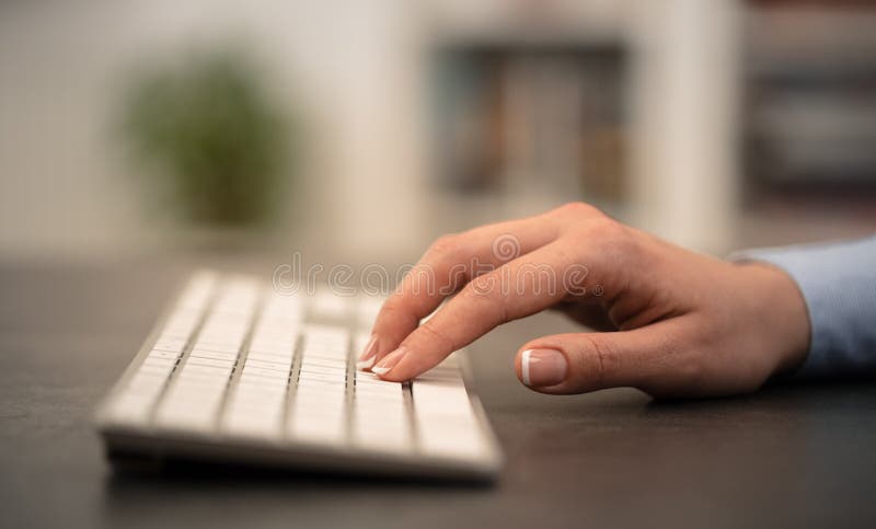 Business Woman Hand Typing on Keyboard Stock Image - Image of cloud ...