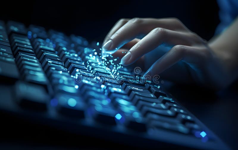 Hand Typing on a Keyboard with World Map in the Background Stock ...