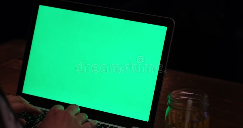 Hand Typing on Laptop Computer at Dark Night Stock Video - Video of ...