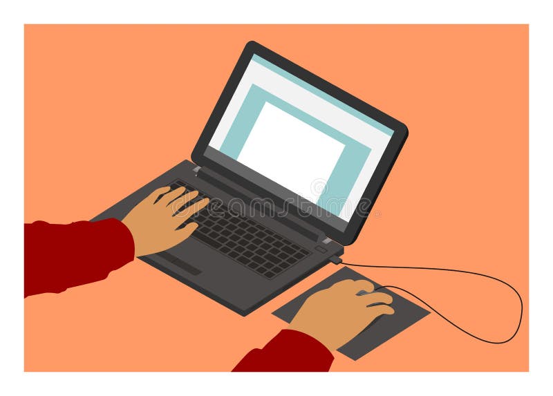 Hand Typing Laptop in Isometric View. Simple Flat Illustration Stock ...