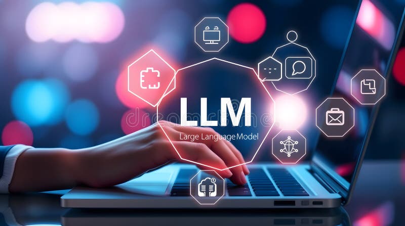 Tech Concept with Overlay Display of LLM Large Language Model and AI ... Tech Concept with Overlay Display of LLM Large Language Model and AI ...