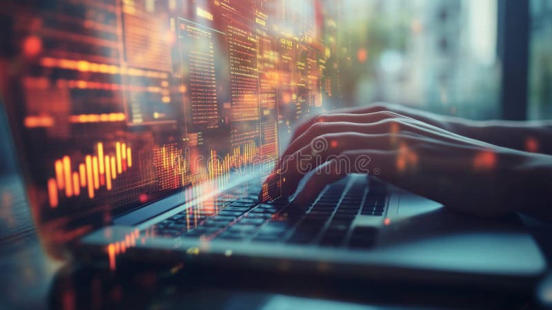 A Hand Typing on a Laptop with SEO Analytics and Coding Symbols in a ...