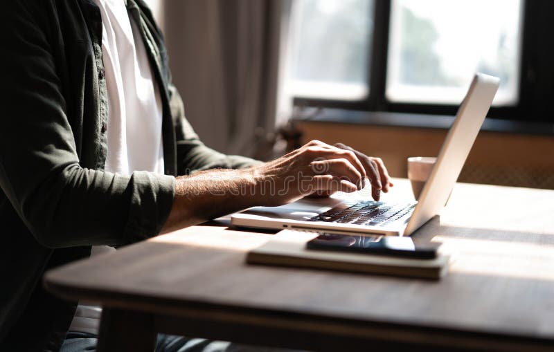 Hand Typing Message on Keyboard Laptop Chatting Friend Search ...