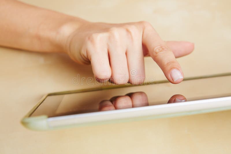 Hand Typing on Tablet Computer Stock Image - Image of computer ...