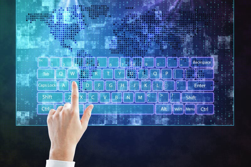 Man Push the Virtual Button Fingerprint, Digital Concept Stock Image ...